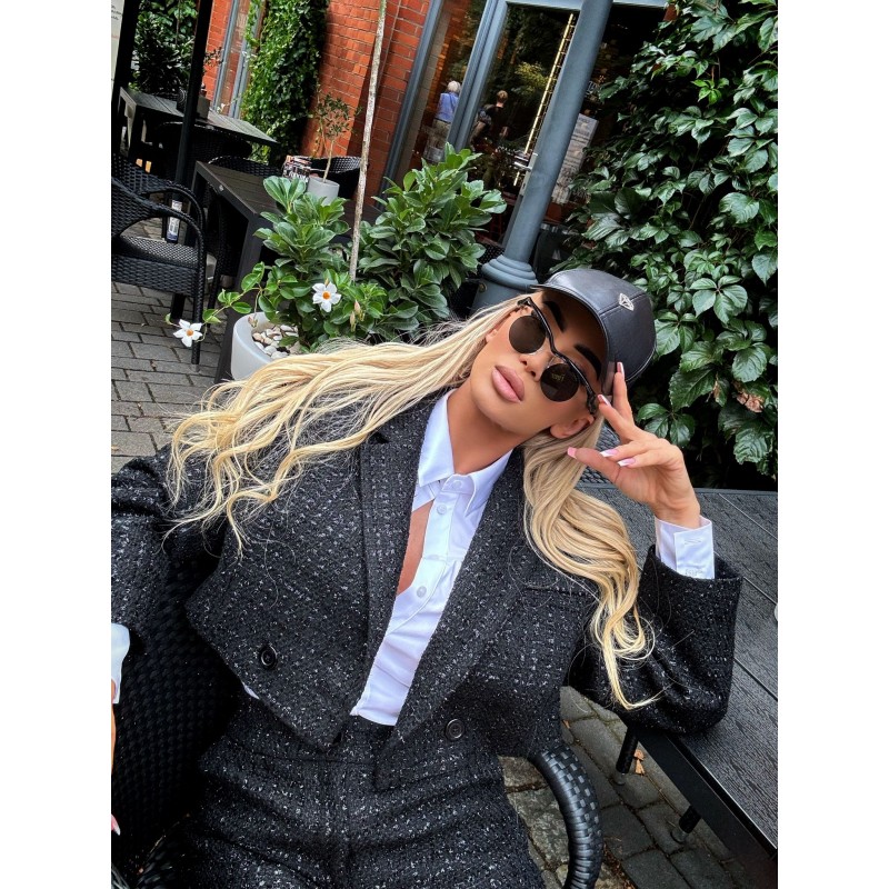 ALEXANDRA BLAZER - krótka marynarka z tweedu z mieniącą się nicią