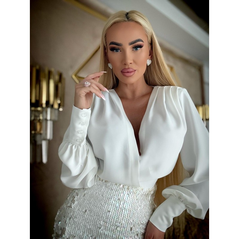 RAFAELLA - elegancka sukienka ecru z cekinami