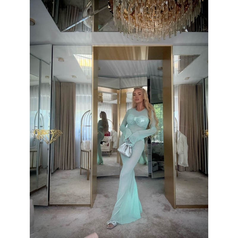 NAYOMI MINT- maxi dresses made of mint mesh